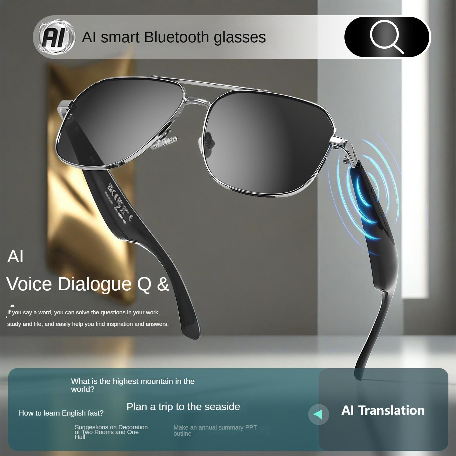 DARMLINK Bluetooth, 100+ Sprachen, Echtzeitübersetzung KI-Brille ...