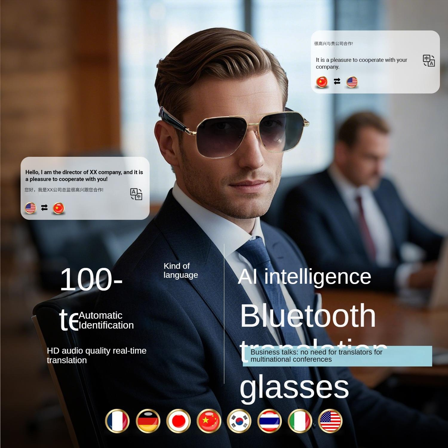 DARMLINK Bluetooth, 100+ Sprachen, Echtzeitübersetzung KI-Brille ...