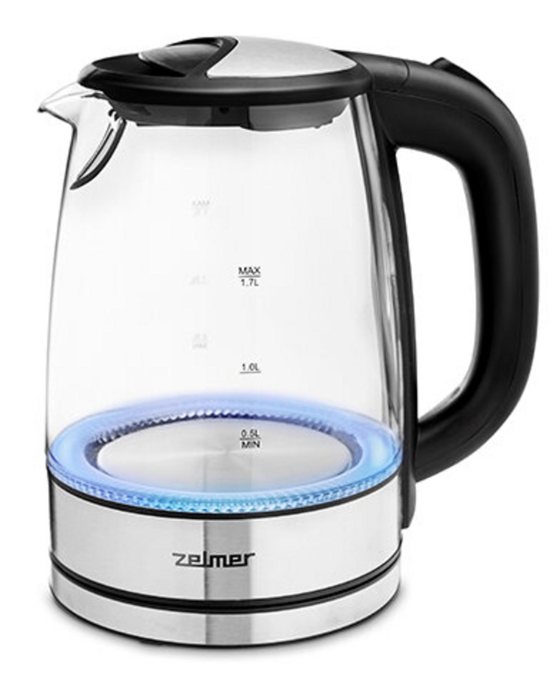 ZELMER Electric Kettle ZCK8024 Wasserkocher, Schwarz, Transparent ...