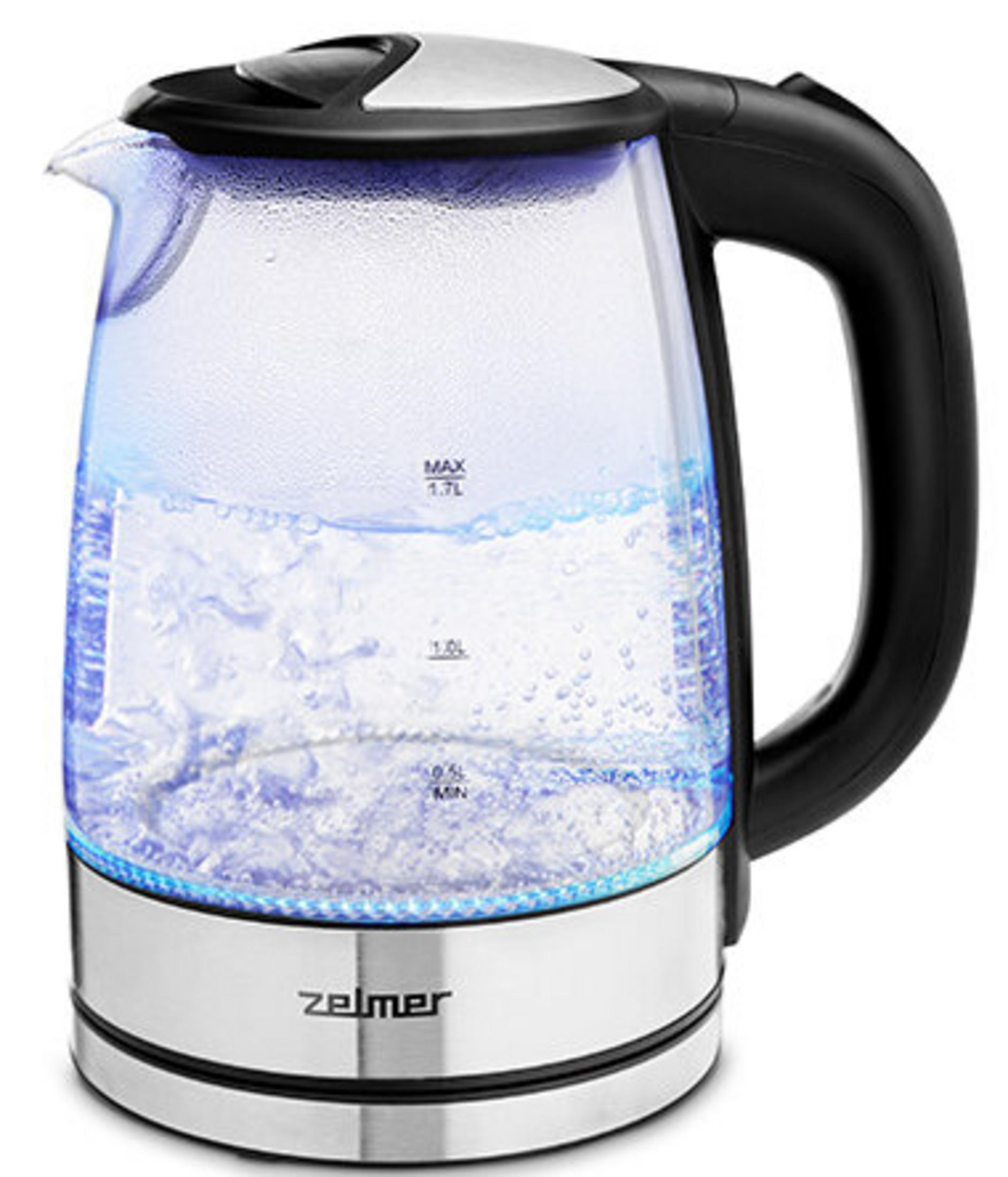 ZELMER Electric Kettle ZCK8024 Wasserkocher, Schwarz, Transparent ...