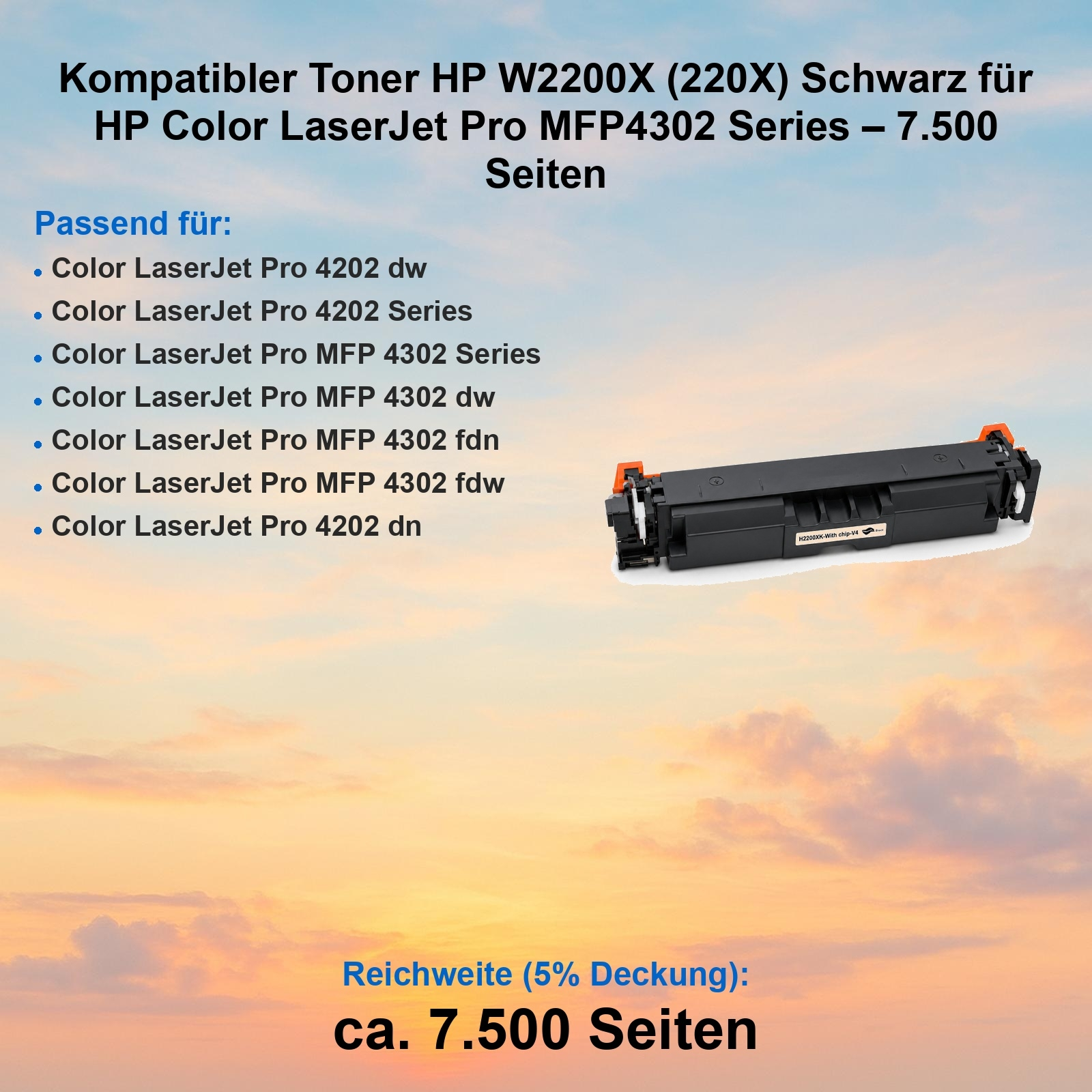 GIGAO Color LaserJet Pro MFP4302 W2200X Toner Schwarz (W2200X(220X ...
