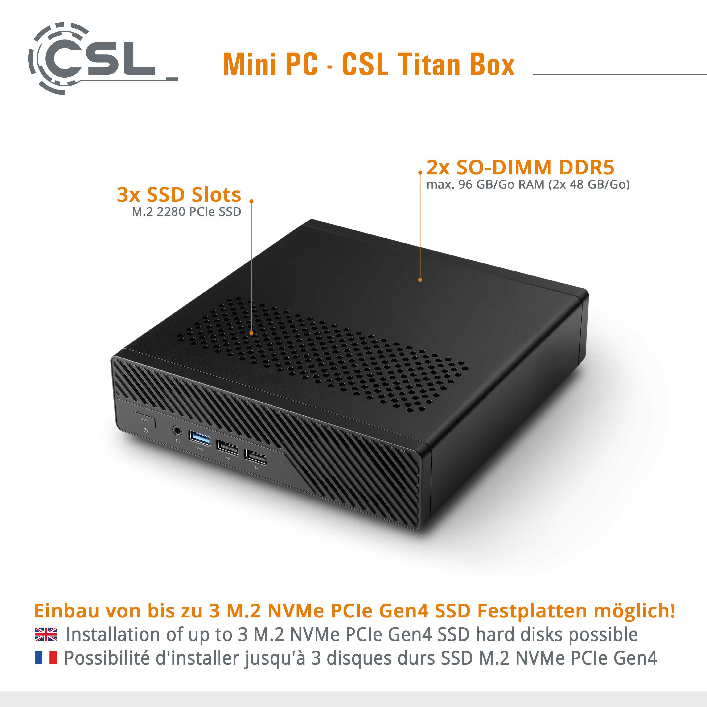 CSL TitanBox, Mini-PCs mit Intel® Core™ i9 12900H Prozessor, 16 GB RAM ...