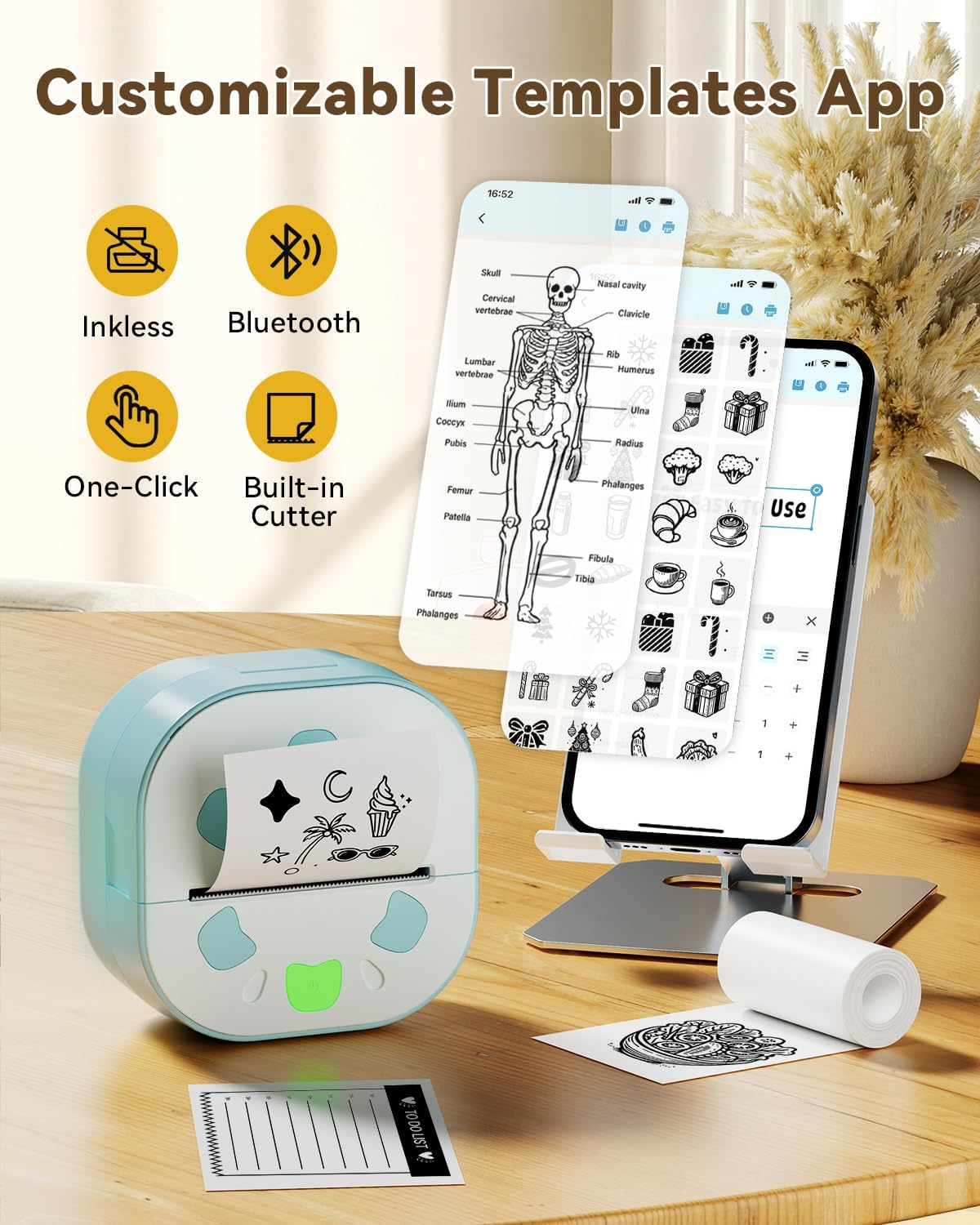 CRRYNUO Aufkleber Bluetooth Mini- Thermodrucker | SATURN