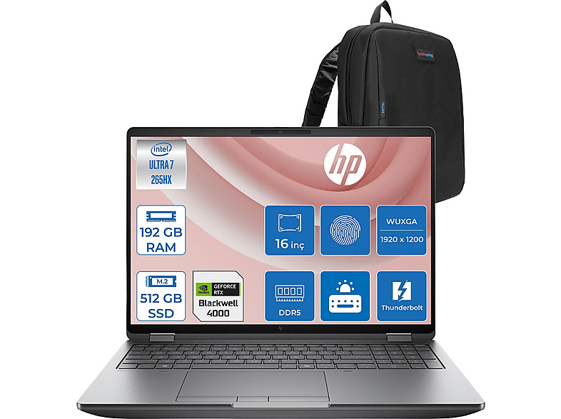 HP ZBook Fury 16 G1I DDR5 16 GB RTX4000 C65H8ESF45 Intel Core Ultra 7 ...