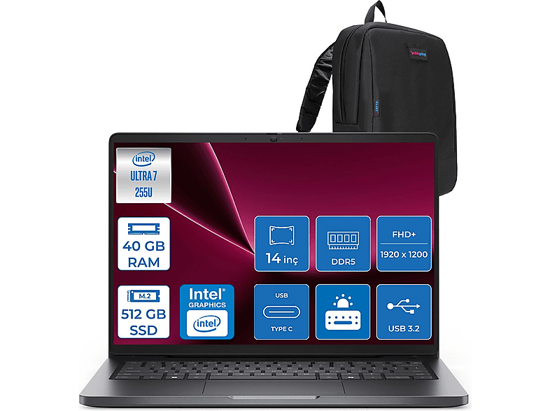DELL Pro 14 7 DDR5 Graphics FHD+ IPS PC14250BTO107F13 Intel Core Ultra ...