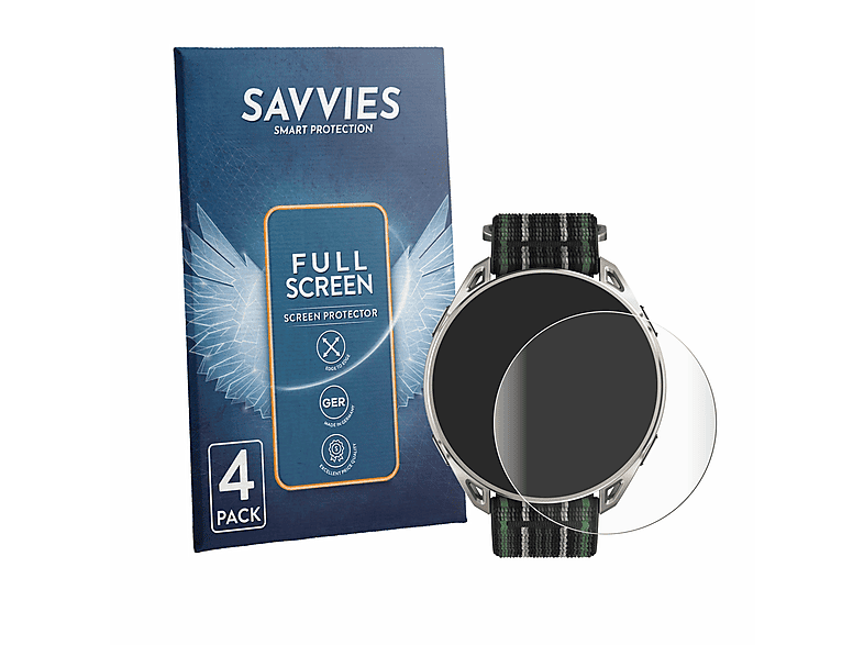 SAVVIES 4x Flex Full-Cover 3D Curved Schutzfolie (für Amazfit Cheetah 2 ...