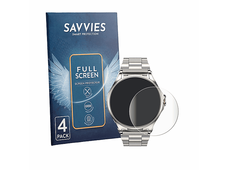 SAVVIES 4x Flex Full-Cover 3D Curved Schutzfolie (für Huawei Watch Buds ...