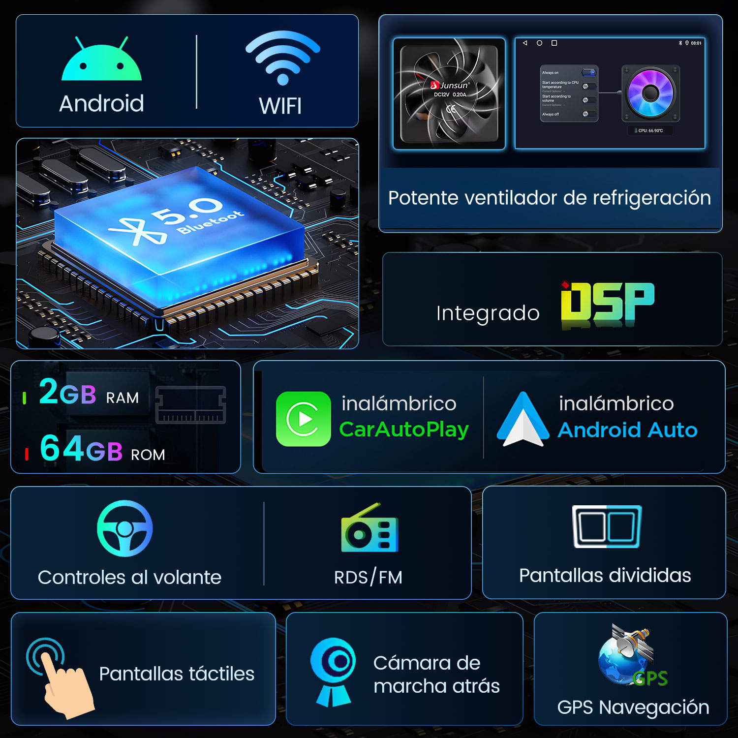 Autorradio | Para Toyota Corolla E120 Carplay Android Auto 64GB JUNSUN ...