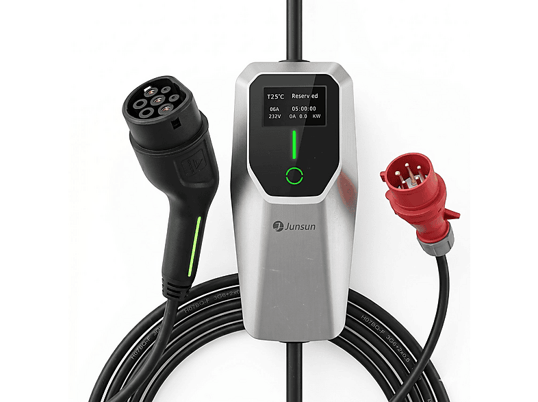 JUNSUN Tragbare EV-Ladegerät Typ 2 16A 3-Phasig Wallbox, 11 kW ...