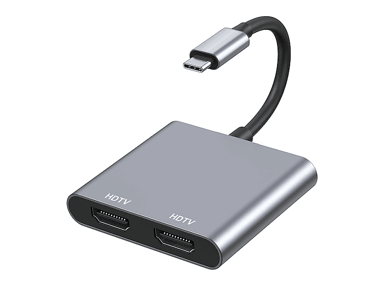 TRUYUETY USB-C auf Dual-HDMI-Adapter 4K @ 60 Hz, USB-Hub, Schwarz ...