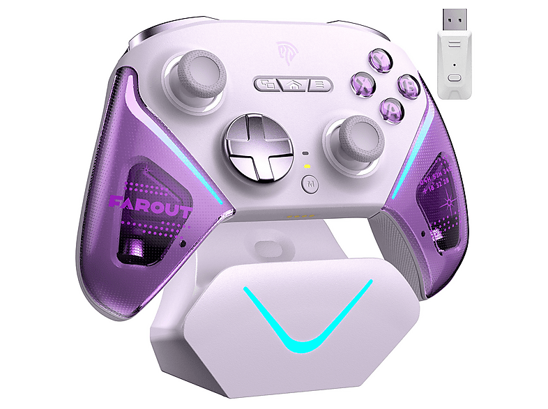 YIQIFA D10 Gamepad PC mit Ladestation, Wireless Controller Lila | SATURN