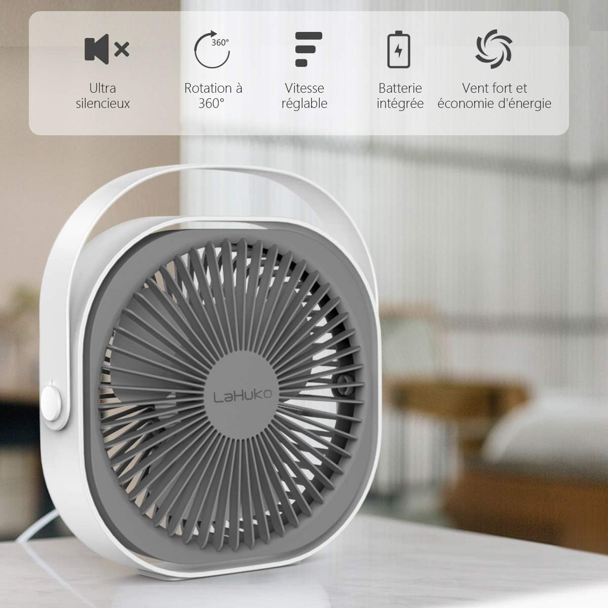 SOJUPCAL Leiser 360° USB Akku Ventilator Tischventilator Not available ...