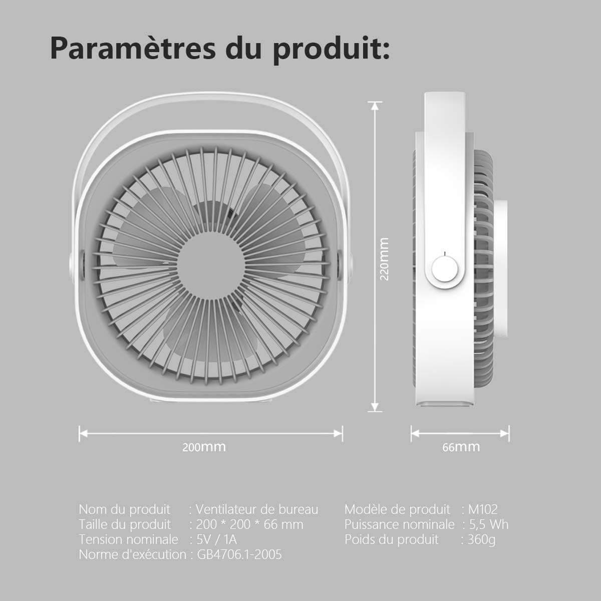 SOJUPCAL Leiser 360° USB Akku Ventilator Tischventilator Not available ...