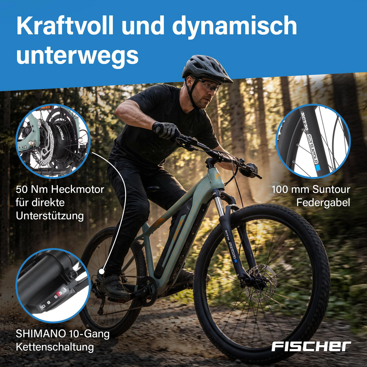 FISCHER EMTB MONTIS 2.2 ACTIVE Pinien matt, 29 Zoll, RH Mountainbike ...