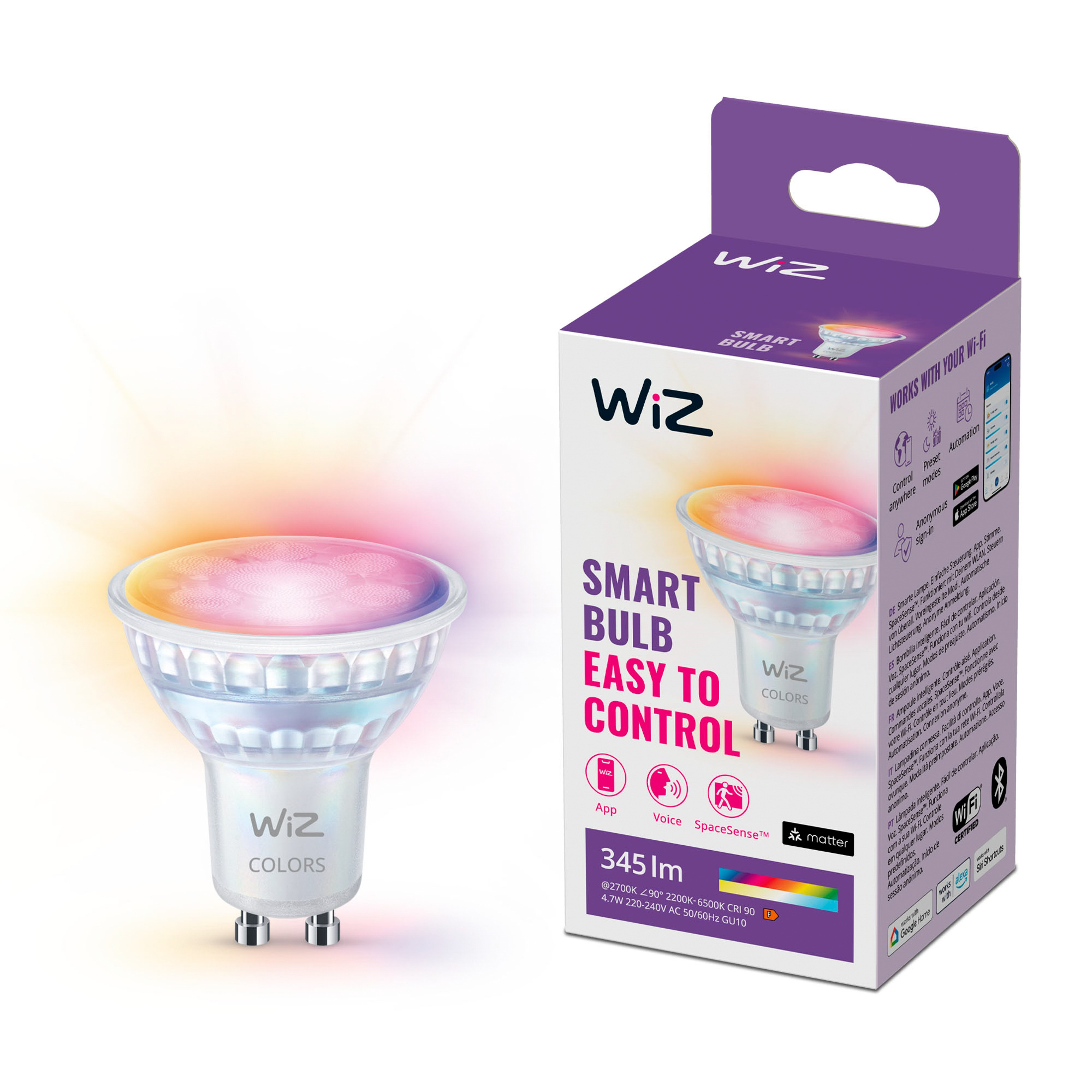 WIZ Vorteilspaket INTELLIGENTE GLÜHBIRNE Weißes und Farbiges Licht ...