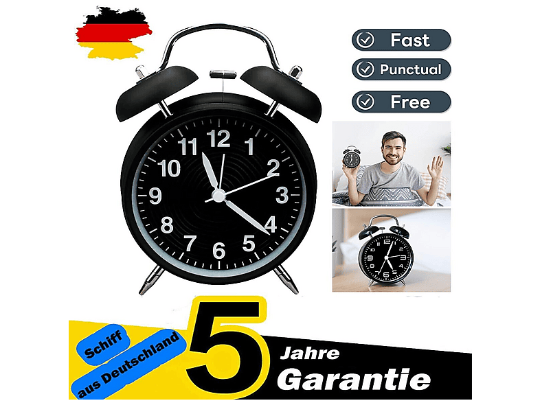 KOVENA Lauter Retro Doppelglocken Mit Licht Analoger Wecker | SATURN