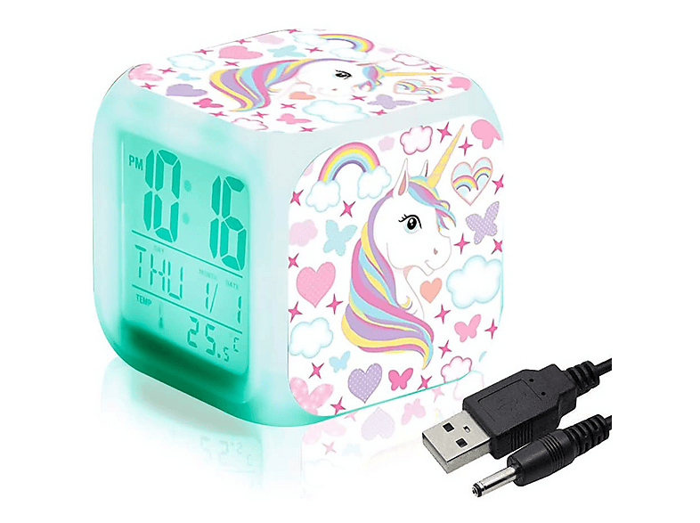 SOJUPCAL LED Einhorn Nachtlicht Uhr Digitaler Wecker | SATURN