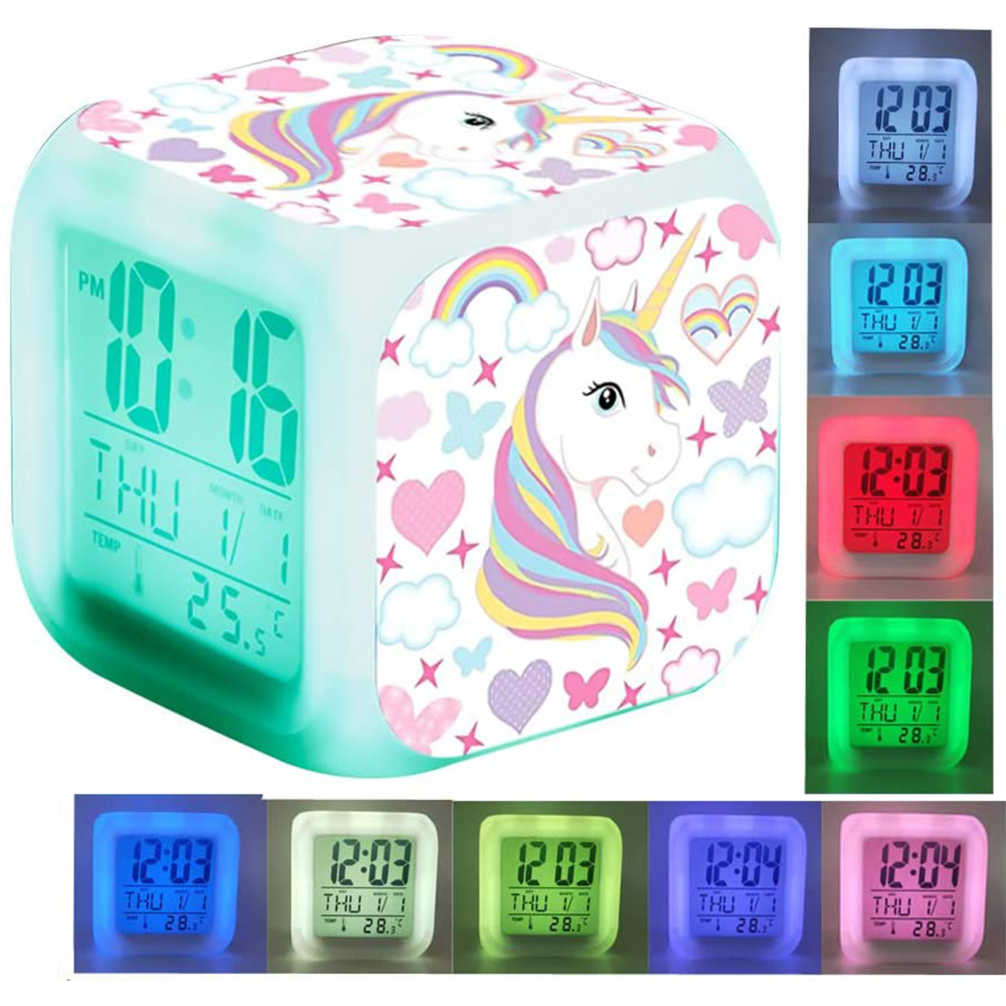 SOJUPCAL LED Einhorn Nachtlicht Uhr Digitaler Wecker | SATURN