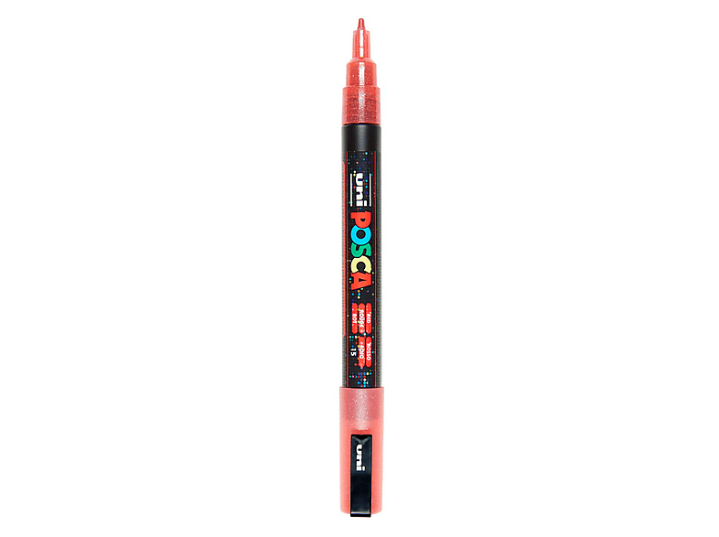 FABER-CASTELL uni-ball Pigmentmarker POSCA PC-3ML Glitter, rot, Zubehör ...