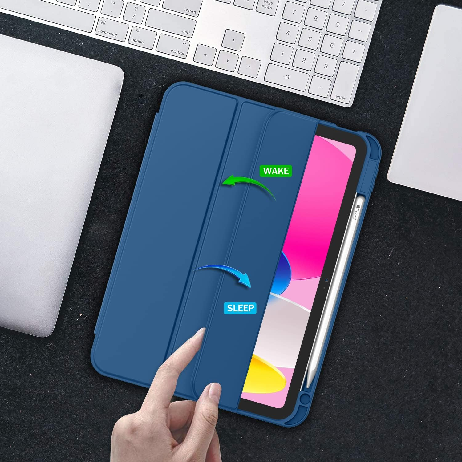YIQIFA Smart Cover mit Stifthalter Tablethülle Bookcover für Apple TPU ...