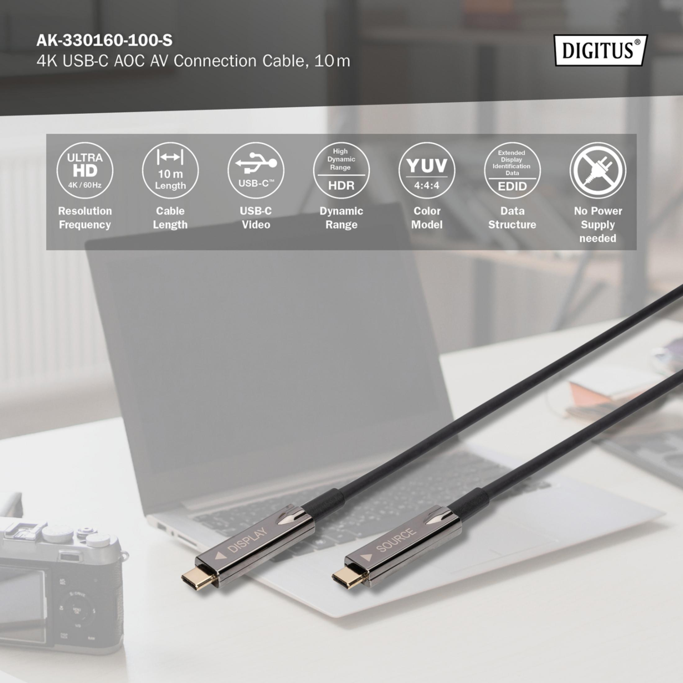 DIGITUS AK-330160-100-S Câble USB 10 m Noir | MediaMarkt