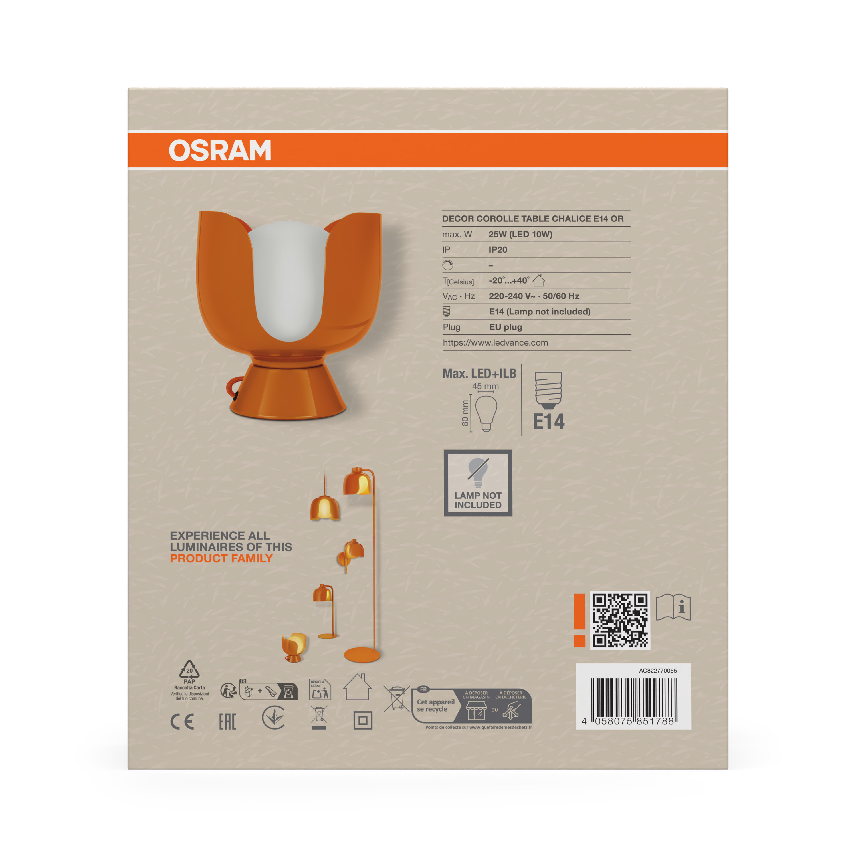 OSRAM Decor Corolle Table Chalice E14 Orange LIGHT_FIXTURE | SATURN