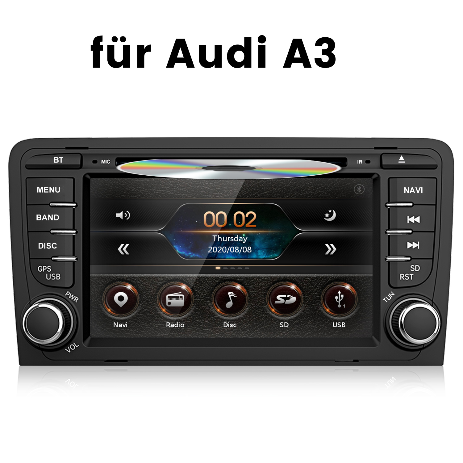 JUNSUN AUDI A3 S3 RS3 8P 8PA DVD CD Autoradio, FM, Bluetooth, Black ...