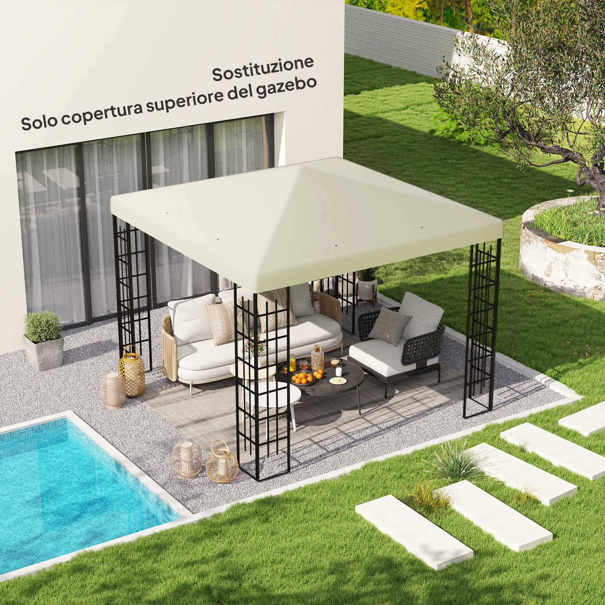 GAZEBO DA GIARDINO VIVAGARDEN TETTO DI RICAMBIO CWEF267 | MediaWorld.it