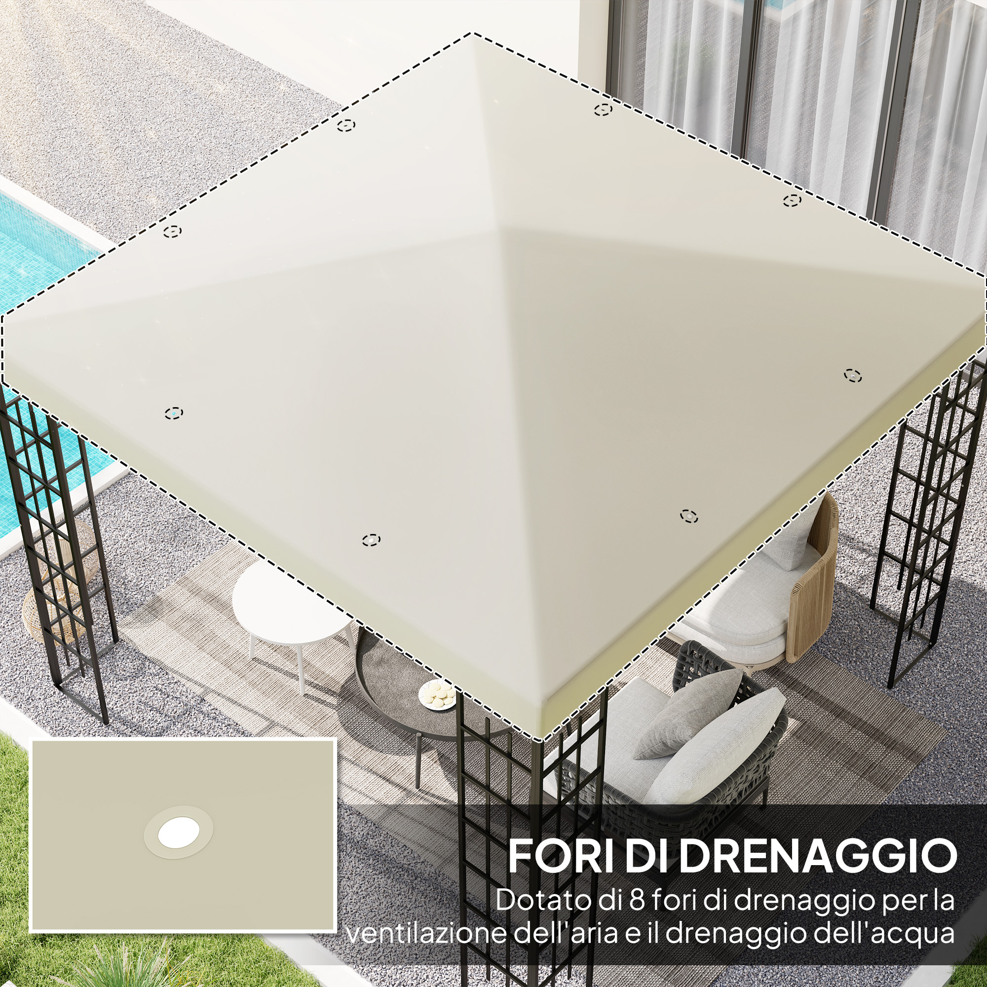 GAZEBO DA GIARDINO VIVAGARDEN TETTO DI RICAMBIO CWEF267 | MediaWorld.it
