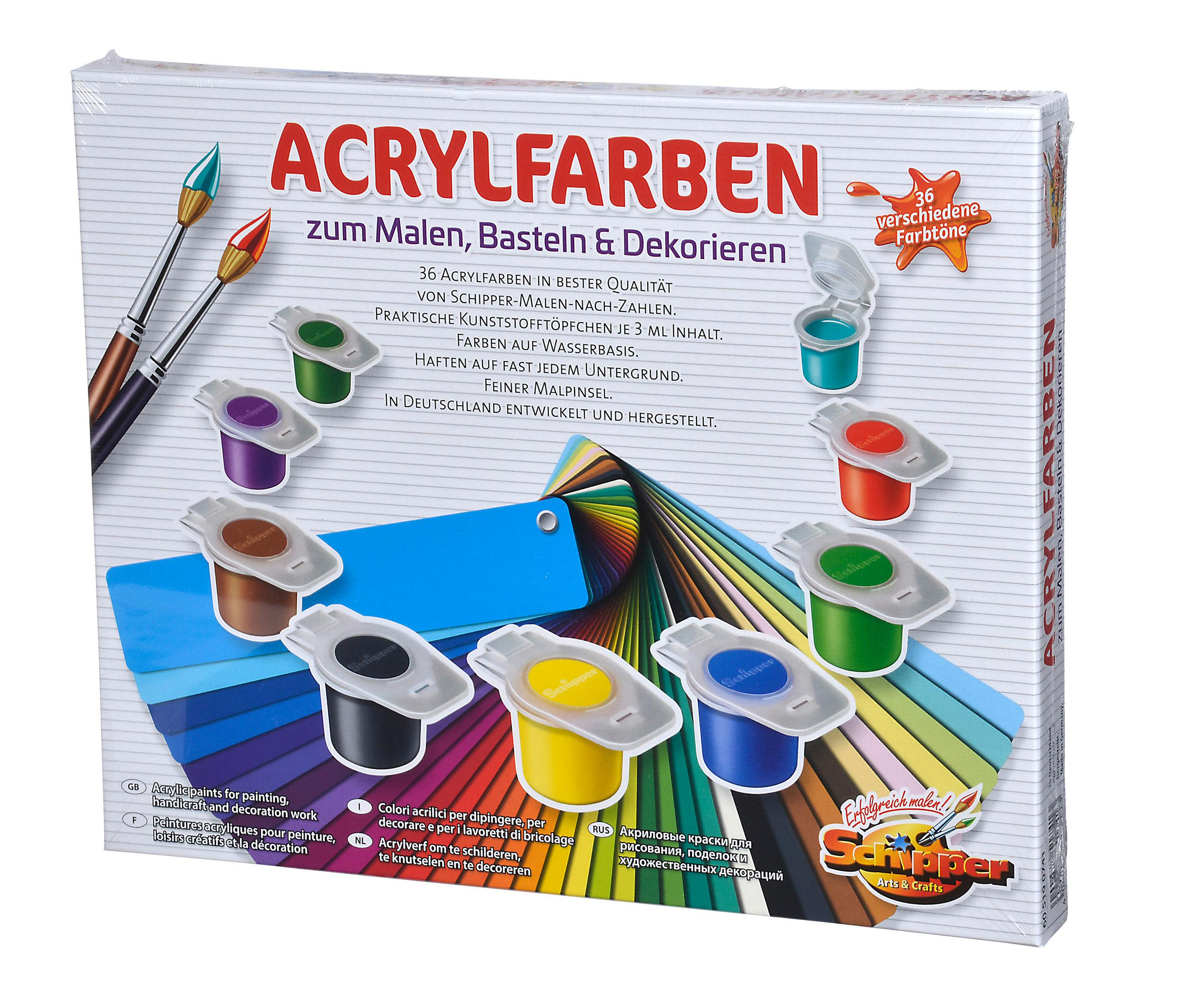 SCHIPPER 605190741 MNZ | 36 ACRYLFARBEN Malen nach Zahlen Zubehör ...