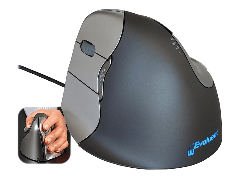BAKKERELKHUIZEN VERTICAL MOUSE BLACK Ergonomische Maus, Grau/Schwarz ...