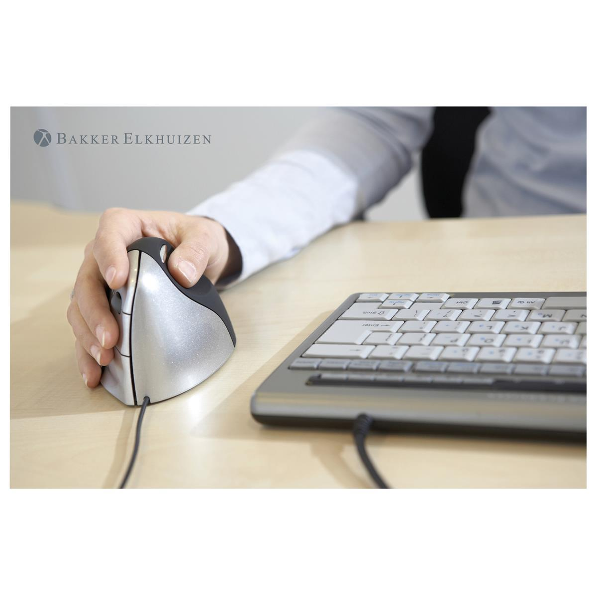 BAKKERELKHUIZEN VERTICAL MOUSE BLACK Ergonomische Maus, Grau/Schwarz ...