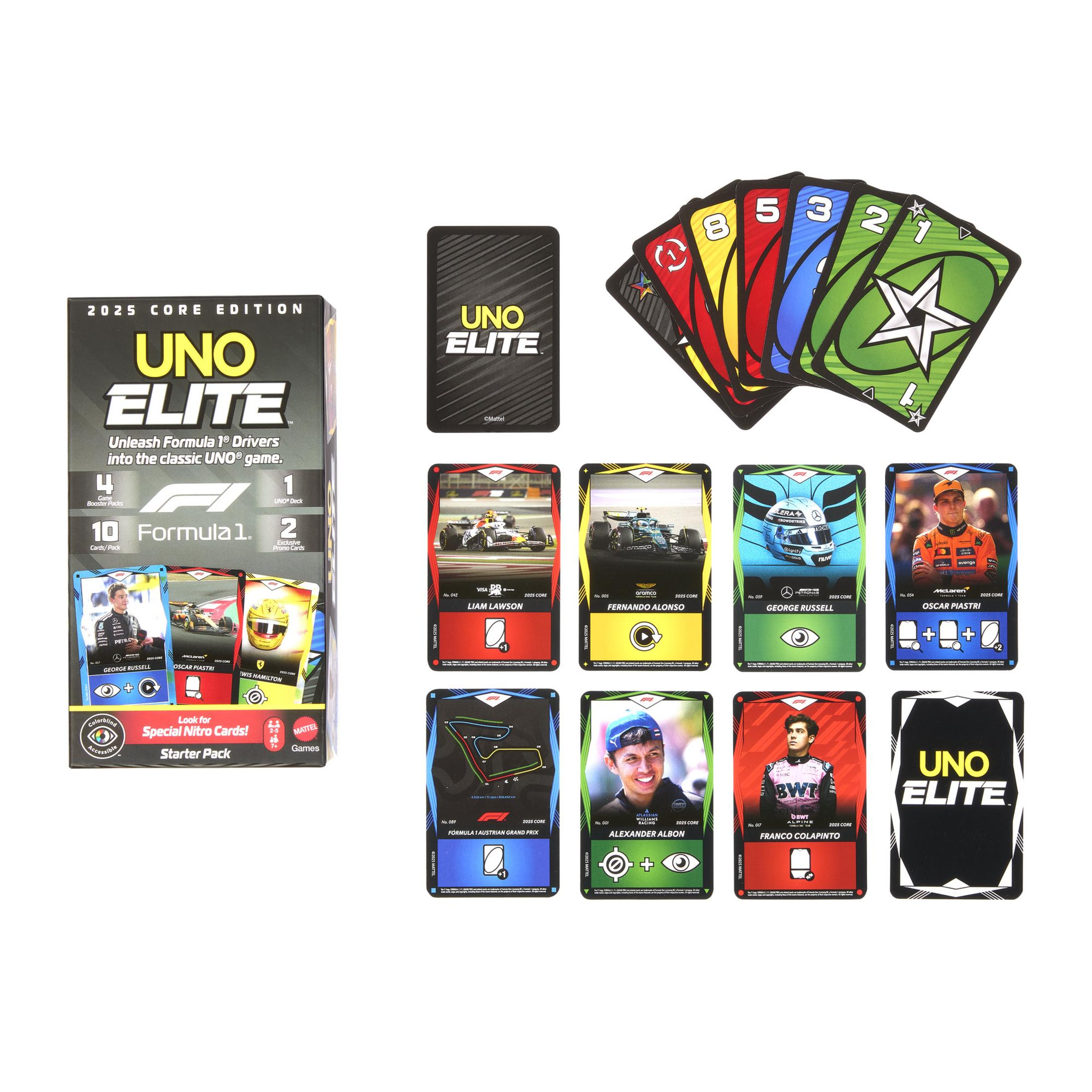 MATTEL GAMES JLV42 UNO ELITE F1 STARTER-SET Kartenspiel, Mehrfarbig ...