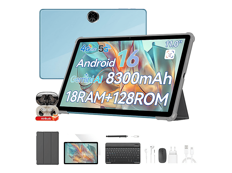 BLACKVIEW ZENO 5 con Auriculares Bluetooth, 128 GB, Azul, 11 " HD, 6 GB ...