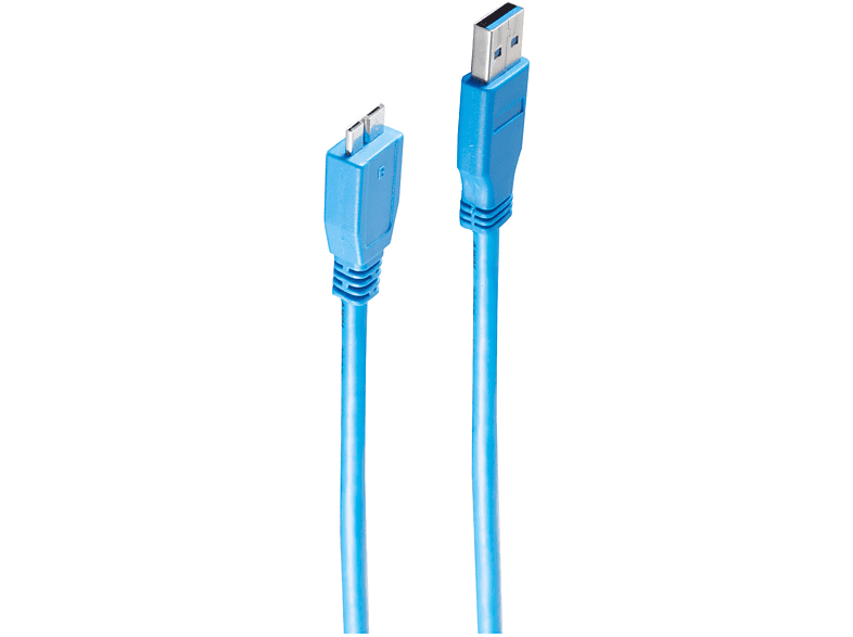 SHIVERPEAKS Micro-USB Kabel USB-A-St./USB-B-St. 3.0 blau 1m USB Kabel ...