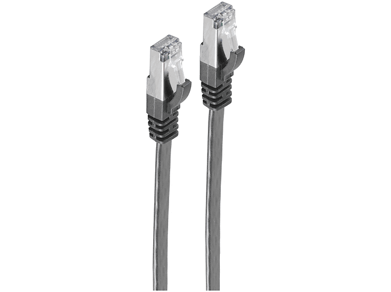 SHIVERPEAKS -RJ45 Patchkabel-Flachkabel, Flat U/FTP m. CAT 7 Rohkabel, slim, schwarz ,0,5m ...