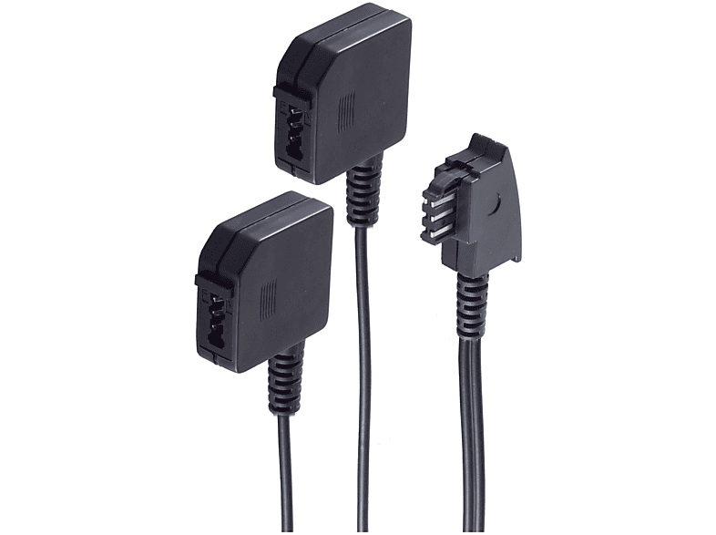 SHIVERPEAKS -Telefonadapter, TAE F-Stecker auf 2 TAE F-Kupplungen, 0,2m ...