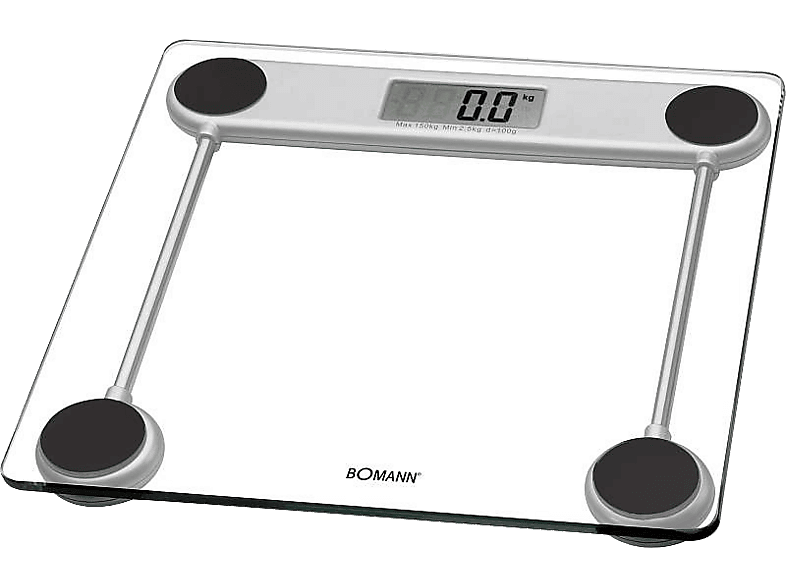 BOMANN Personenwaage LCD-Display 2,5 bis 150 kg Glas 30 x 30cm PW 1417 ...