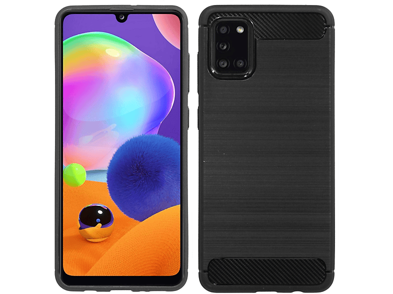 COFI Carbon-Look Case, Bumper, Samsung, Galaxy A31, Schwarz | MediaMarkt