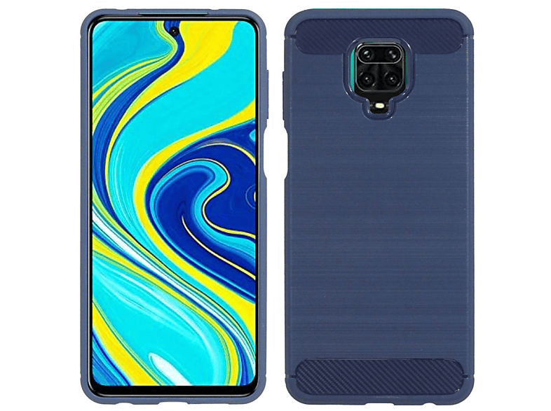 COFI Carbon-Look Case, Bumper, Xiaomi, Redmi Note 9 Pro Max, Blau ...