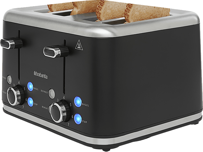 BRABANTIA BBEK1031NMB Toaster Toaster Edelstahl/Schwarz (1800 Watt ...