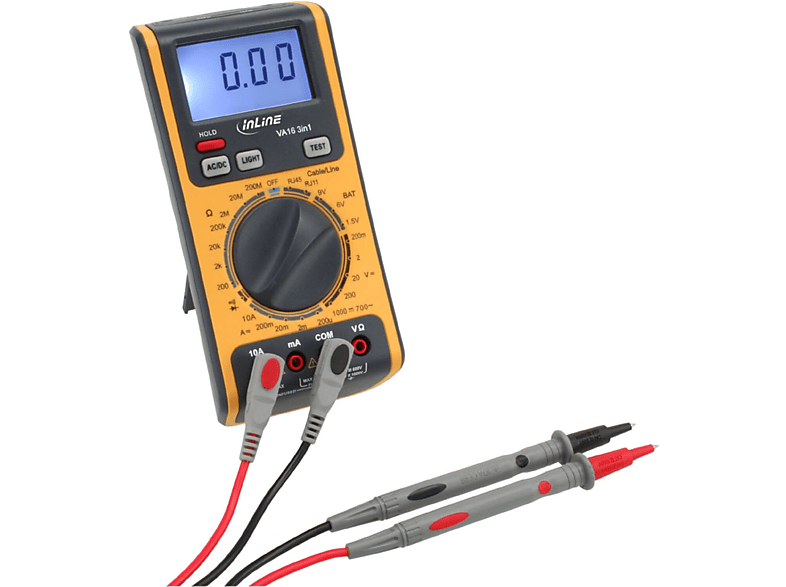 INLINE InLine® Multimeter 3-in-1, mit RJ45 / RJ11 Kabeltester und ...
