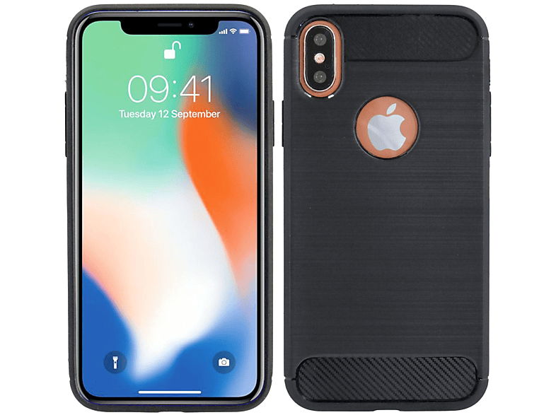 COFI Carbon-Look Case, Bumper, Apple, iPhone XS, Schwarz | MediaMarkt