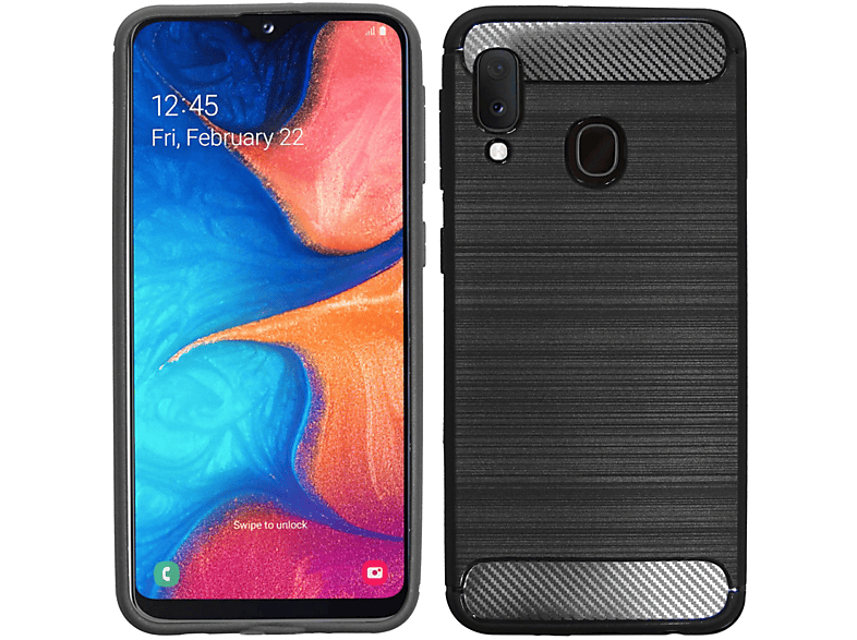 COFI Carbon-Look Case, Bumper, Samsung, Galaxy A20e, Schwarz | MediaMarkt