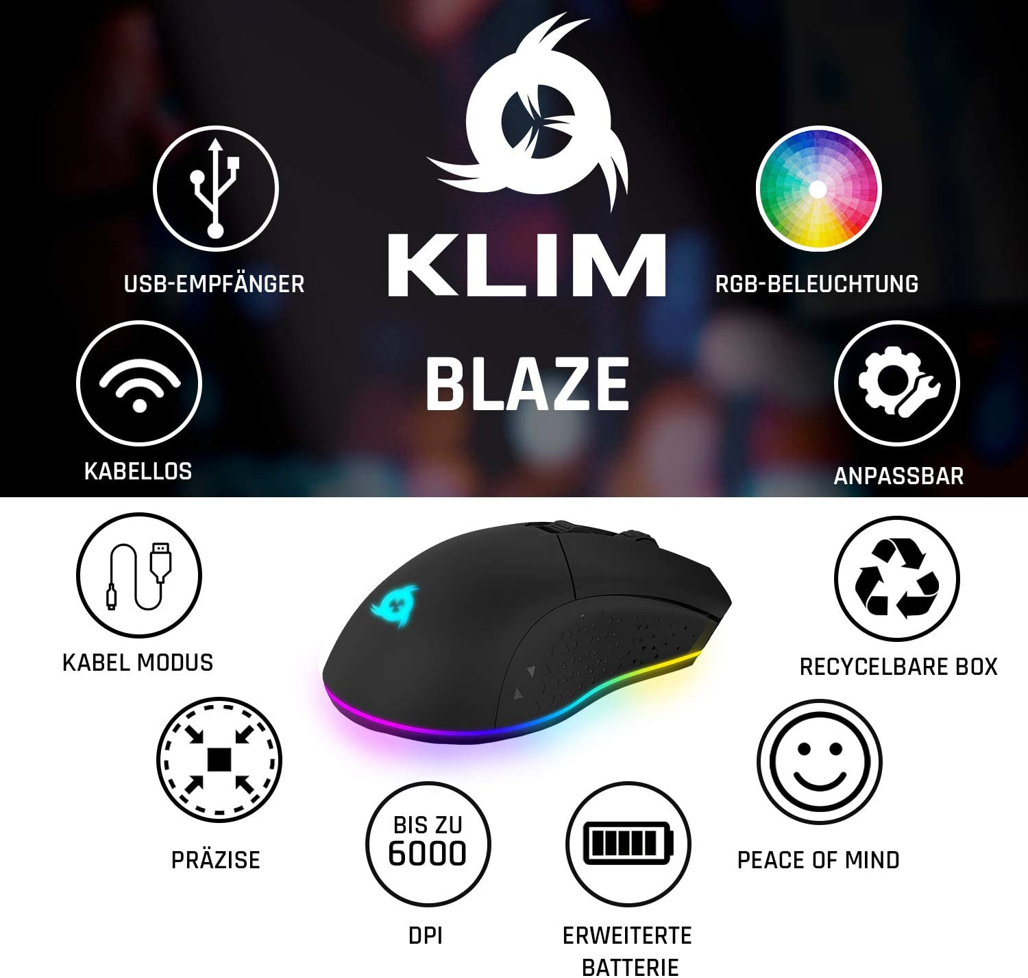 KLIM Blaze black Gaming Maus, Schwarz | SATURN
