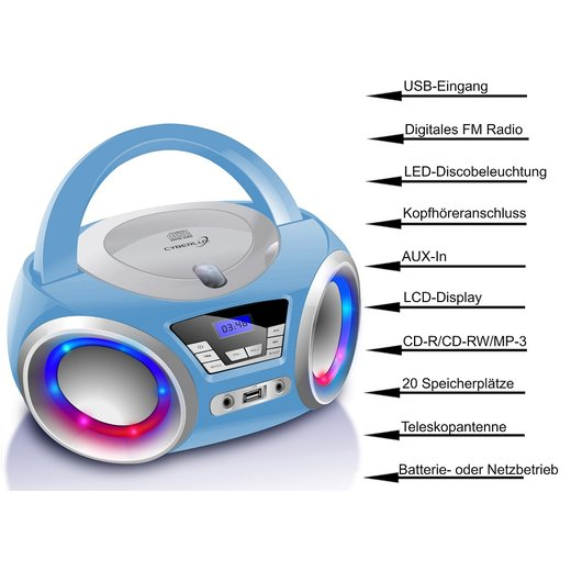 CYBERLUX CL-900 CD-Player mit LED-Beleuchtung | Kopfhöreranschluss ...
