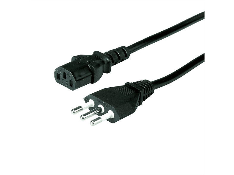 VALUE Netzkabel, gerade IEC-Buchse, Italien, Stromkabel, 1,8 Meter ...