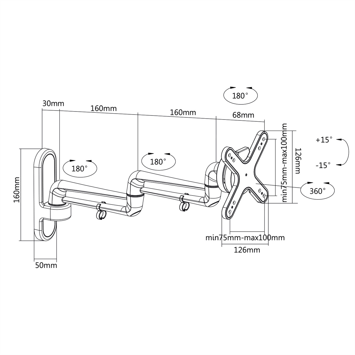 VALUE LCD Monitor arm, muurbevestiging, 4 draaipunten Tv-standaard ...