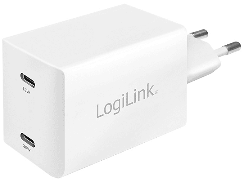 LOGILINK USB-Adapterstecker mit 2 USB-C-Ports, weiß USB-Adapterstecker ...
