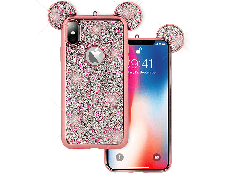 NALIA Glitzer Mouse-Look Silikon Hülle, Backcover, Apple, iPhone XS Max ...